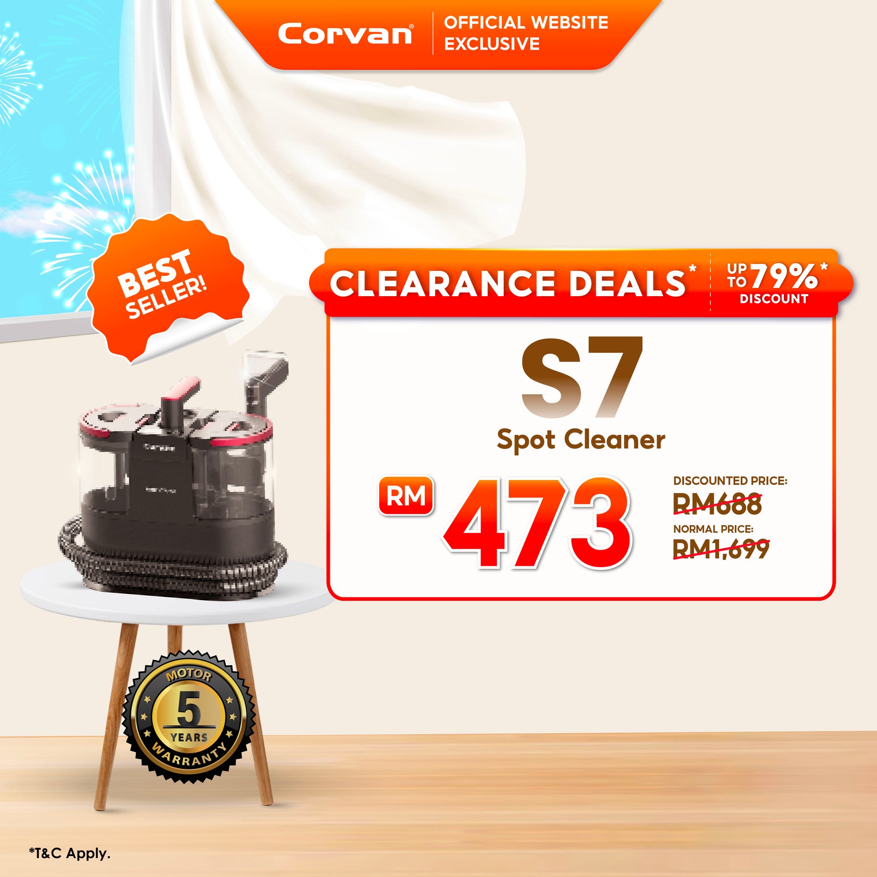 Corvan Spot Cleaner S7 - Carpet & Upholstery Cleaning with ProExtract